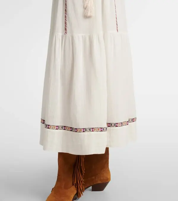 MARANT ETOILE Embroidered Cotton Midi Dress