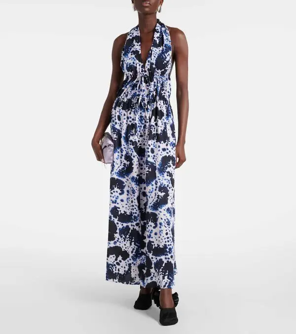 Dries Van Noten Printed Halterneck Maxi Dress