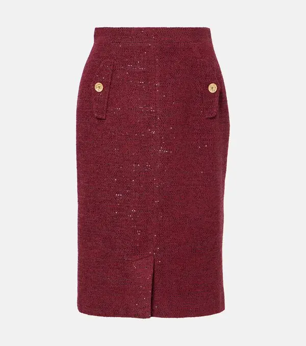Alessandra Rich Sequined Tweed Pencil Skirt