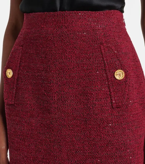 Alessandra Rich Sequined Tweed Pencil Skirt