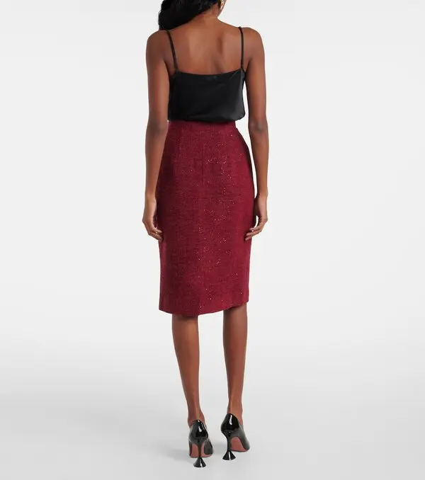Alessandra Rich Sequined Tweed Pencil Skirt