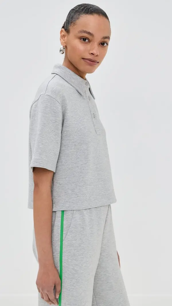 LE BOP Josephine Polo Top - Heather Grey