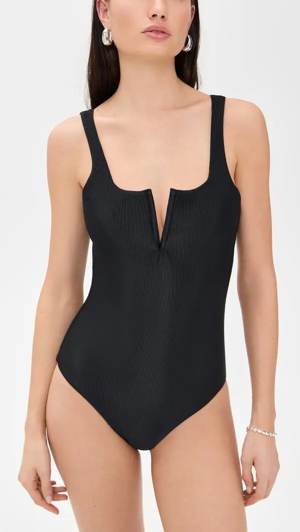 Beach Riot Ribbed One Piece Swimsuit - Black
