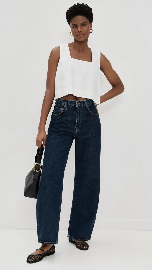 Rails Akira Linen Square Neck Sleeveless Top - White