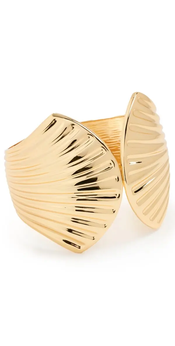 KENNETH JAY LANE Shell Hinged Bracelet - Polished Gold