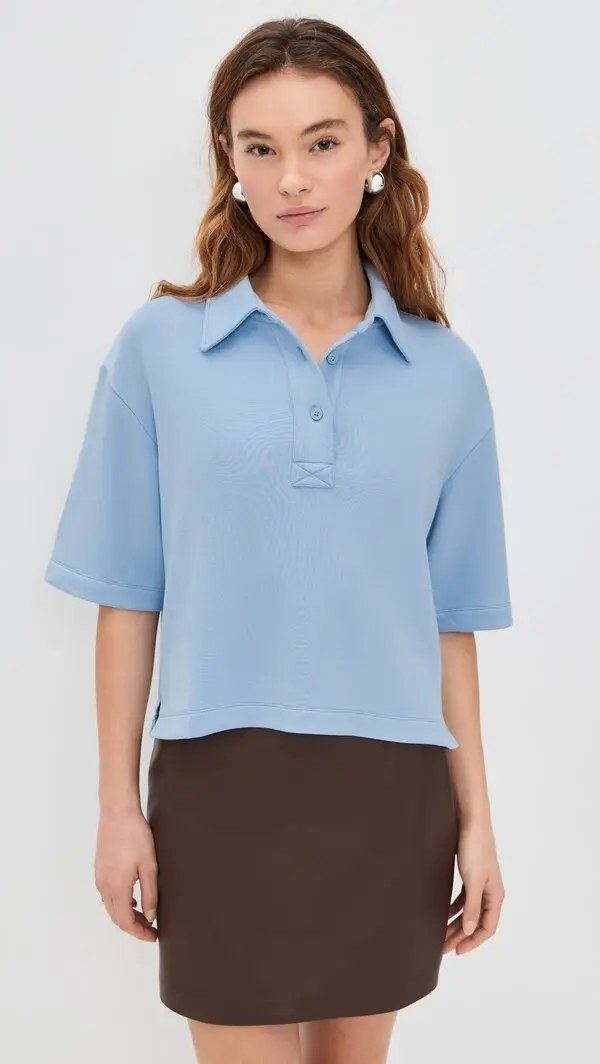 LE BOP Josephine Polo Top - Chambray Blue