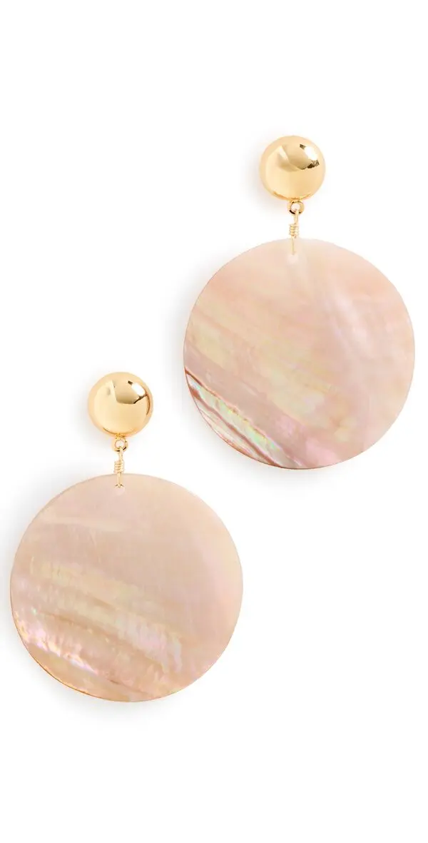 KENNETH JAY LANE Shell Disc Pierced Earrings - Gold/beige