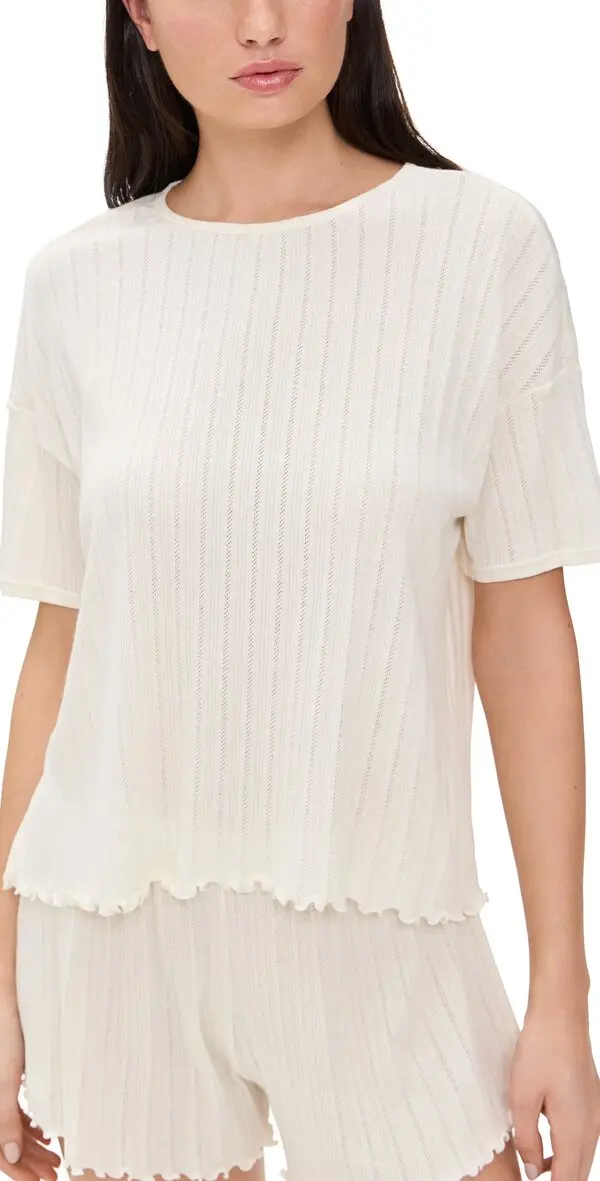 Eberjey Pointelle Short Sleeve Tee