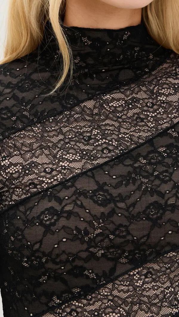 chinese dress ladies Black Lace Panel Maxi Dress main image 0