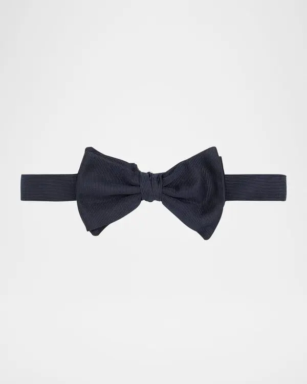 Giorgio Armani Woven Silk Bow Tie - Navy
