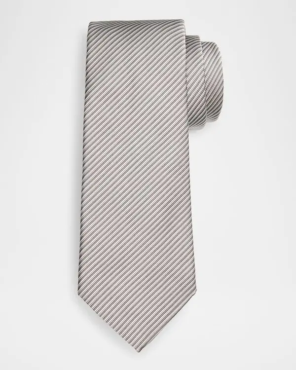 Giorgio Armani Silk And Cotton Tie - Pearl