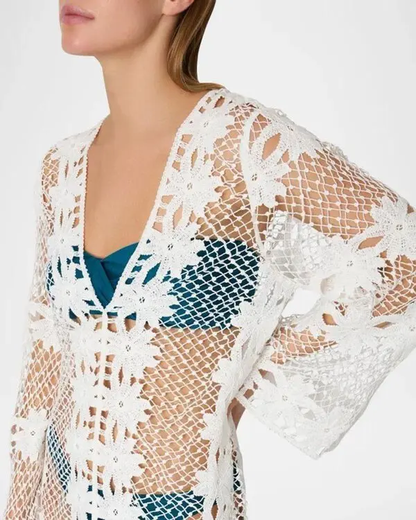 MILLY Floral Crochet Mini Sun Dress Coverup