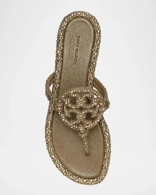 Tory Burch Miller Embellished Thong Sandals - Brown
