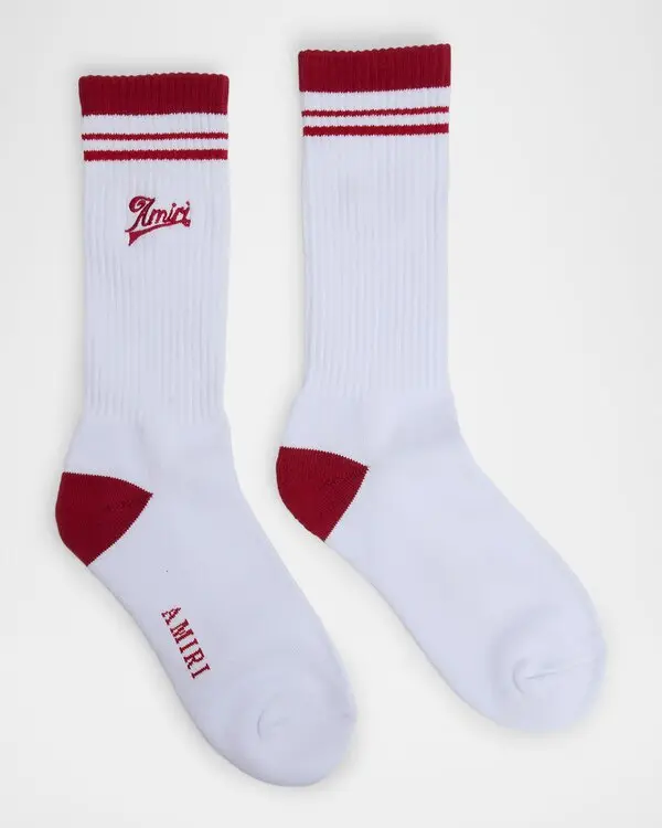 Amiri Ribbed Logo Crew Socks - Varsity Red