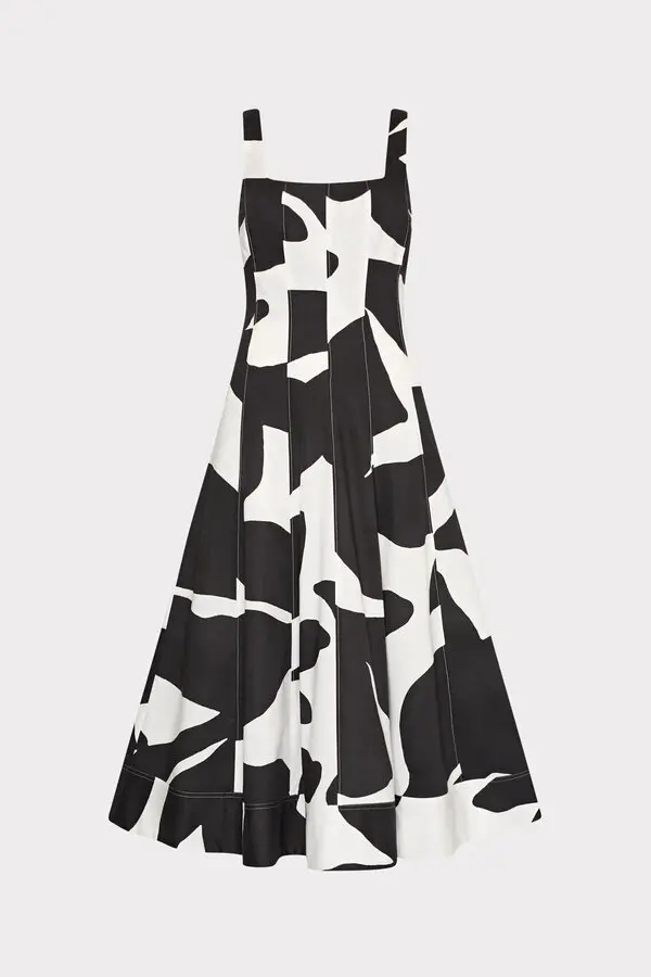 Milly Grand Foliage Poplin Midi Dress In Black/White - 62% Off |  Editorialist