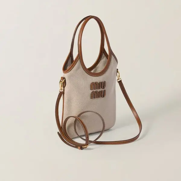 Miu Miu Ivy Canvas And Leather Bag
