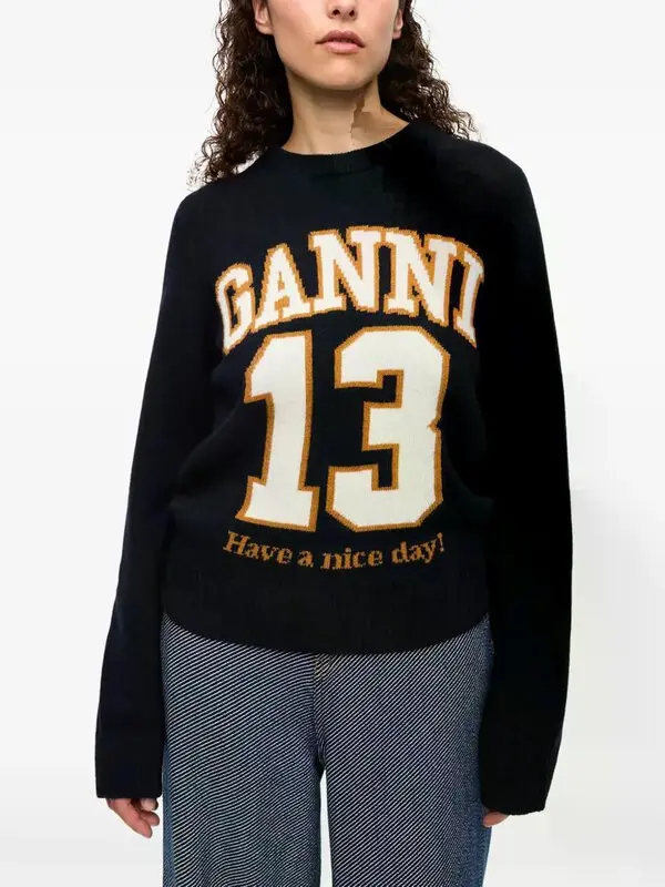 GANNI Logo-jacquard Sweater