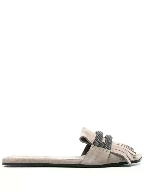 Brunello Cucinelli Monili Chain Slides - Grey