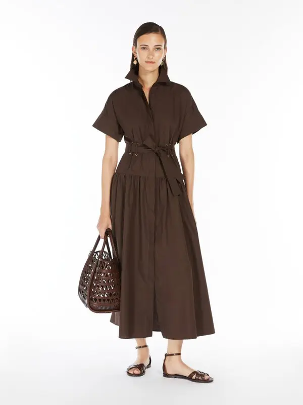 Max Mara Poplin Shirt Dress In Coffee - 30% Off | Editorialist