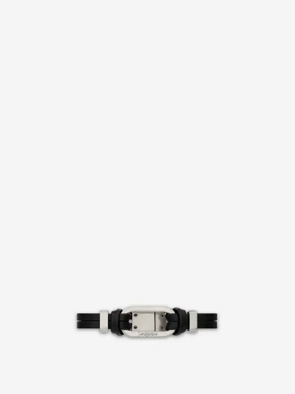 Saint Laurent Oval Leather Bracelet - Straight Jeans