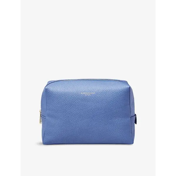 ASPINAL OF LONDON Grained Leather Toiletry Bag - Capri Blue