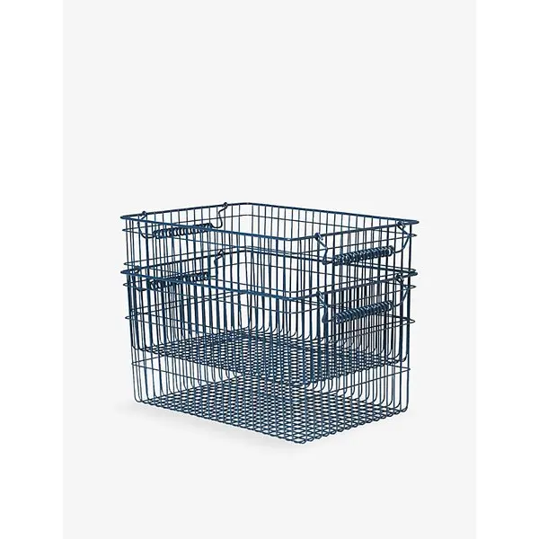 FERM LIVING Cala Stackable Metal Baskets Set Of Two - Dark Blue
