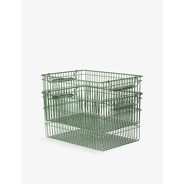FERM LIVING Cala Stackable Metal Baskets Set Of Two - Verdant Green