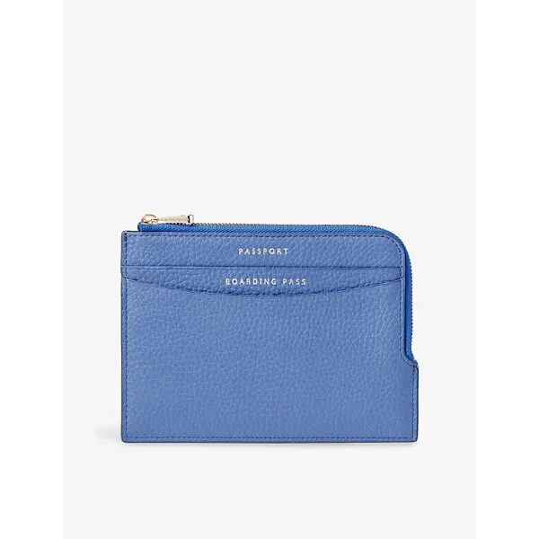 ASPINAL OF LONDON Zipped Grained Leather Travel Wallet - Capri Blue