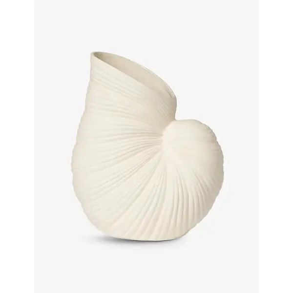 FERM LIVING Shell Organic-shape Stoneware Vase 26.5cm - Off-white