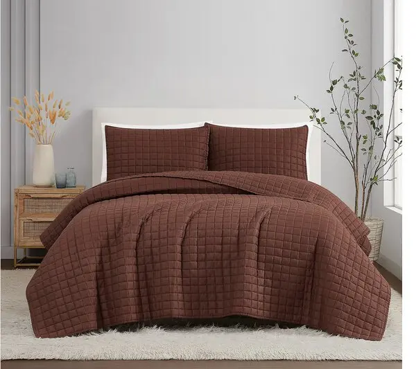 BROOKLYN LOOM Flax Linen King 3-piece Quilt Set - One-color