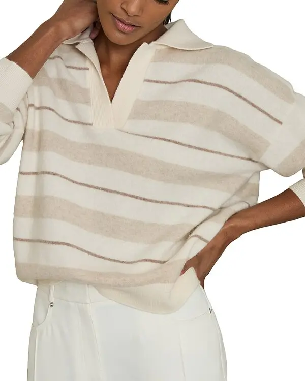 REISS Wool-blend Striped Polo Sweater
