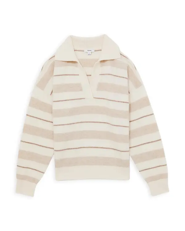 REISS Wool-blend Striped Polo Sweater
