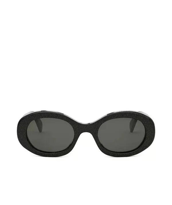 Celine Glitter Triomphe Oval Sunglasses - Black