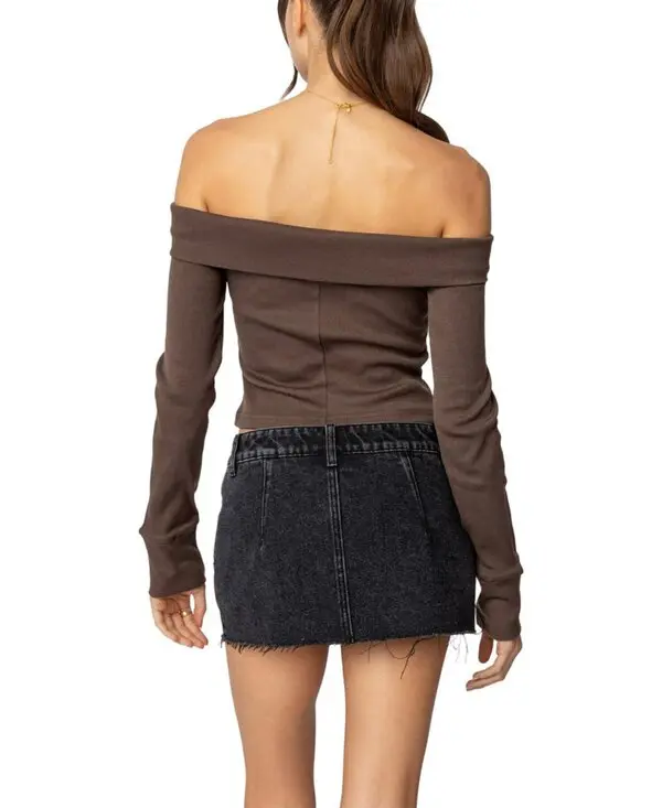 EDIKTED Clarissa Fold Over Ribbed Top