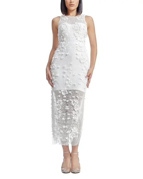open lace back dress Dress The Population Sandra Gown - White