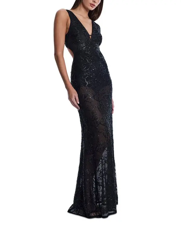 Bcbgmaxazria Embellished Cutout Gown
