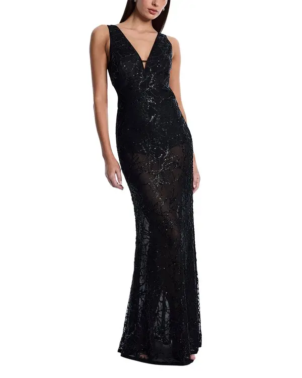 Bcbgmaxazria Embellished Cutout Gown