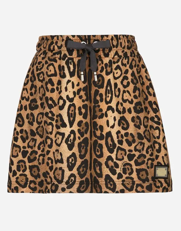 Dolce & Gabbana Leopard- Crespo Fleece Miniskirt - Print