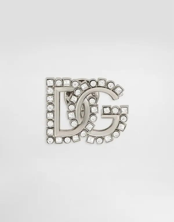 Dolce & Gabbana Rhinestone Dg Logo Brooch - Silver