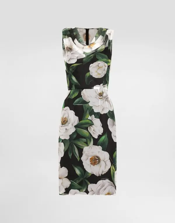 Dolce & Gabbana Gardenia- Chiffon Midi Dress - Print