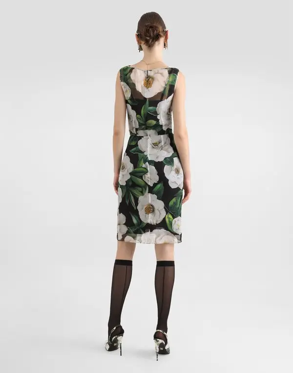 Dolce & Gabbana Gardenia- Chiffon Midi Dress - Print
