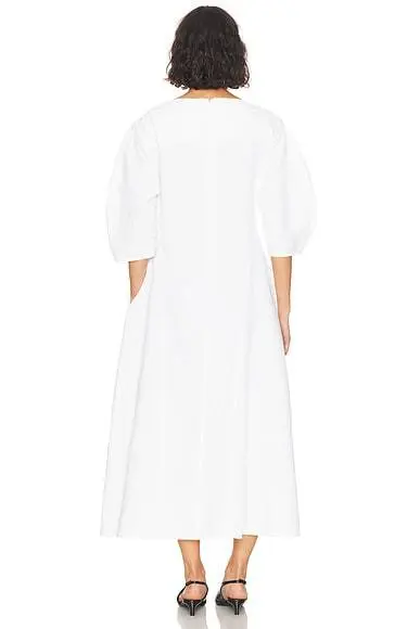 JIL SANDER Maxi Dress With Puff Sleeves - Optic White