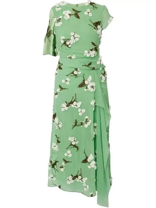 green emerald velvet dress Erdem // White & Multicolour Floral Polly Dress  VSP Consignment