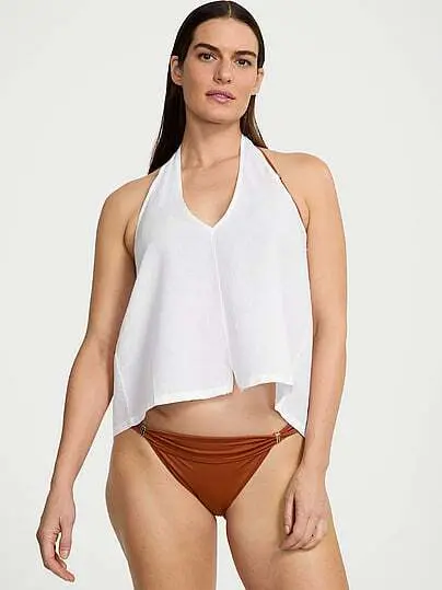 Victoria's Secret Linen-blend Halter Top - White,ivory