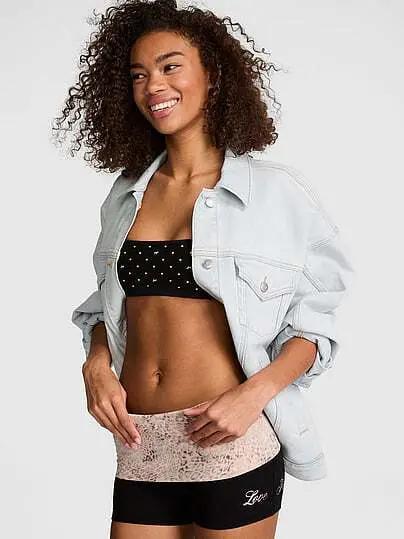 Pink All-day Cotton Foldover 3" Bike Shorts - Black