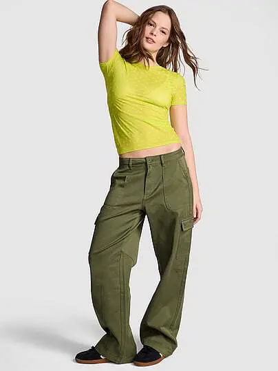 Pink Utility Cargo Pants - Green