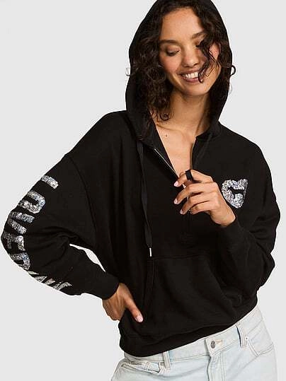 Pink Campus Fleece™ Half-zip Hoodie - Black