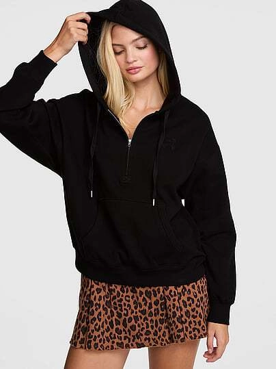 Pink Campus Fleece™ Half-zip Hoodie - Black