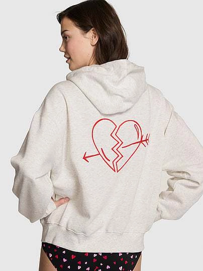 Pink Campus Fleece™ Half-zip Hoodie - Grey