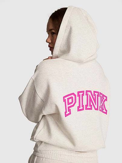 Pink Campus Fleece™ Half-zip Hoodie - Grey